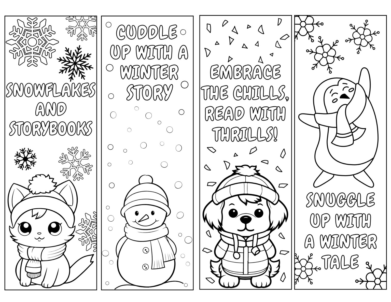 Winter Coloring Bookmarks - Fun Coloring Sheets