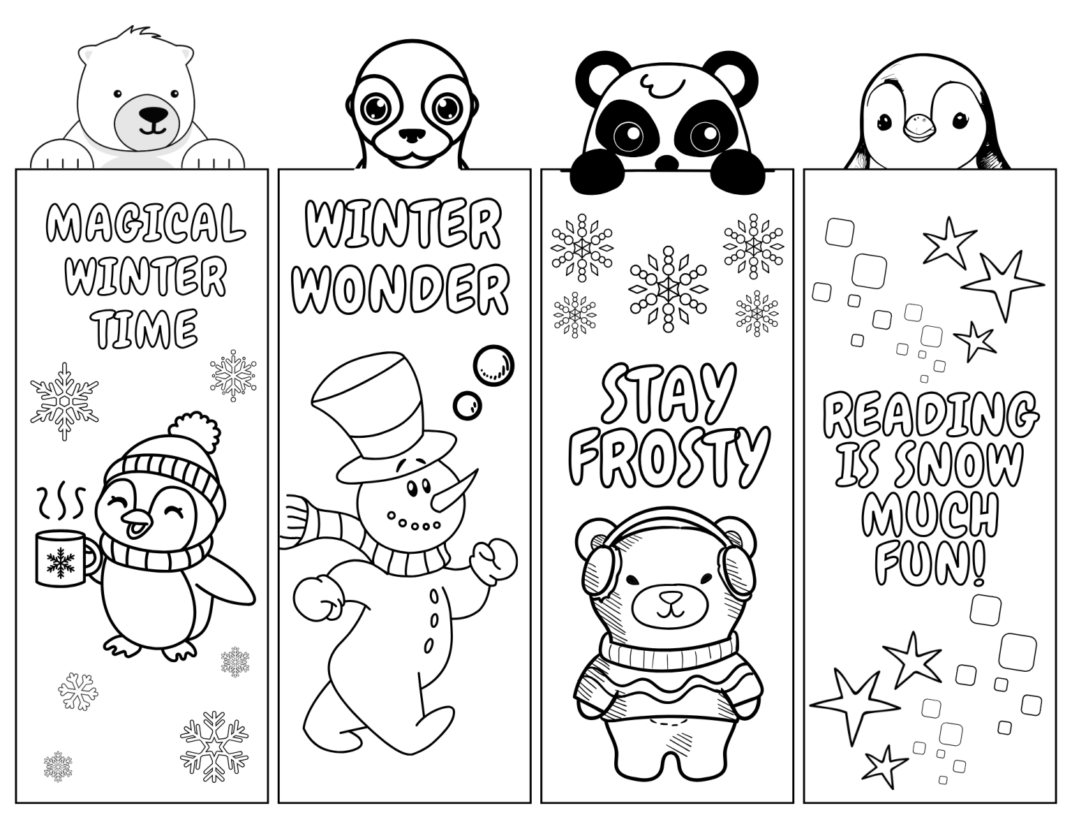 Winter Coloring Bookmarks - Fun Coloring Sheets