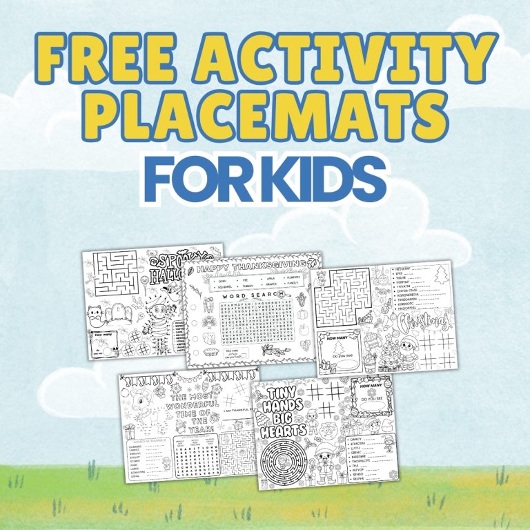 Free Activity Placemats for Kids - Fun Coloring Sheets