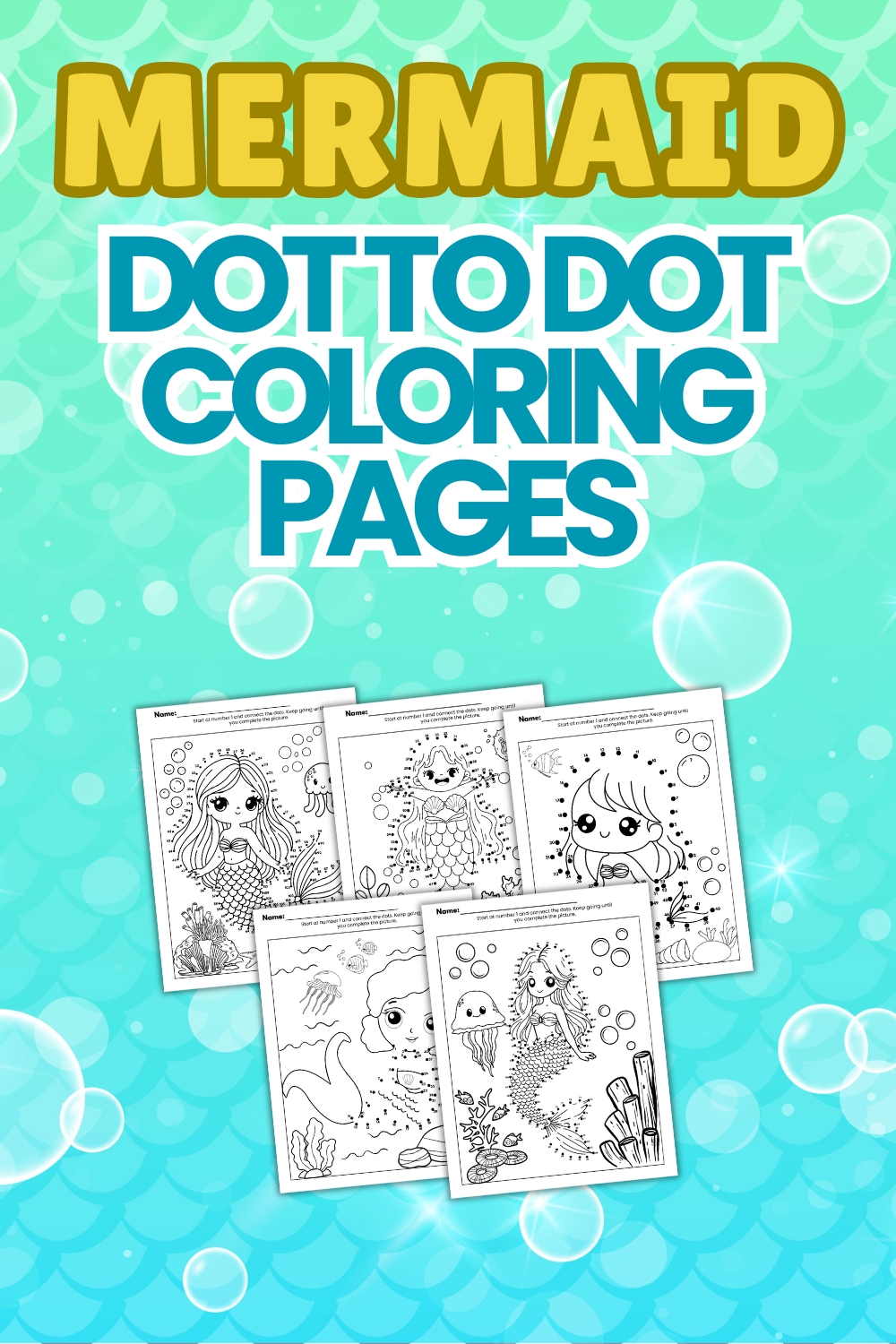 Mermaid Dot to Dot Coloring Pages - Fun Coloring Sheets