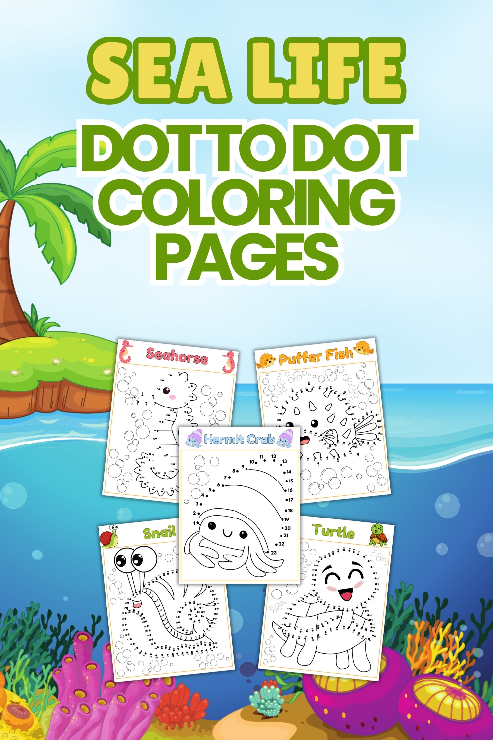 Sea Life Dot to Dot Coloring Pages - Fun Coloring Sheets
