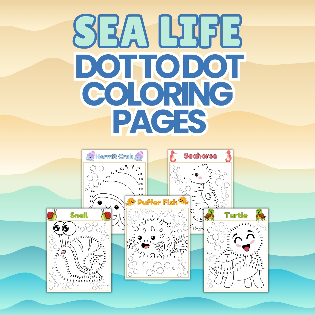 Sea Life Dot to Dot Coloring Pages - Fun Coloring Sheets