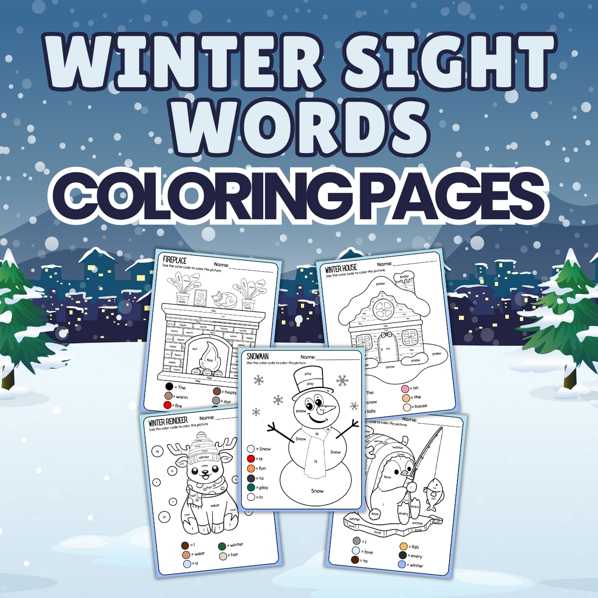 Winter Sight Words Coloring Pages - Fun Coloring Sheets