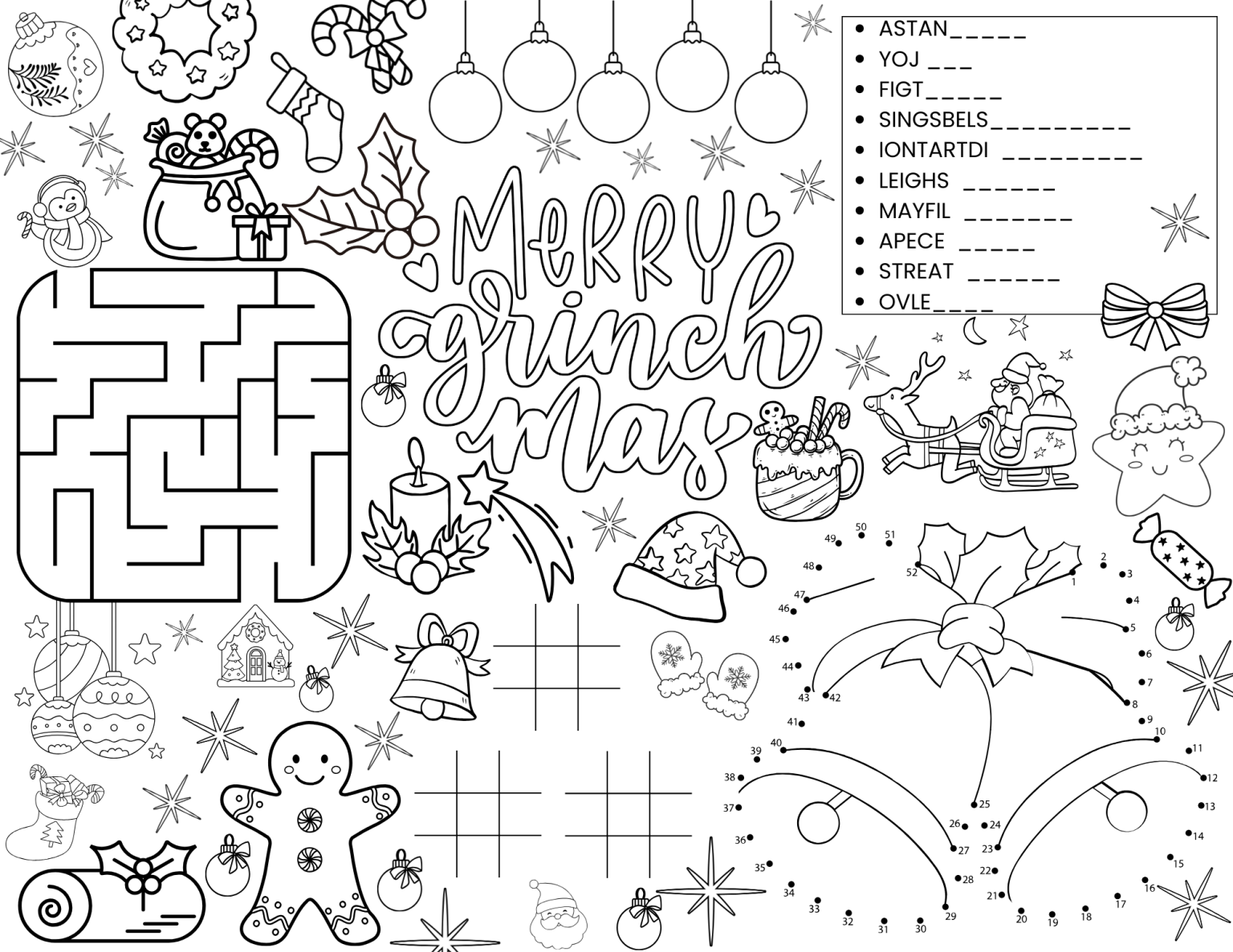 Christmas Activity Placemats - Fun Coloring Sheets