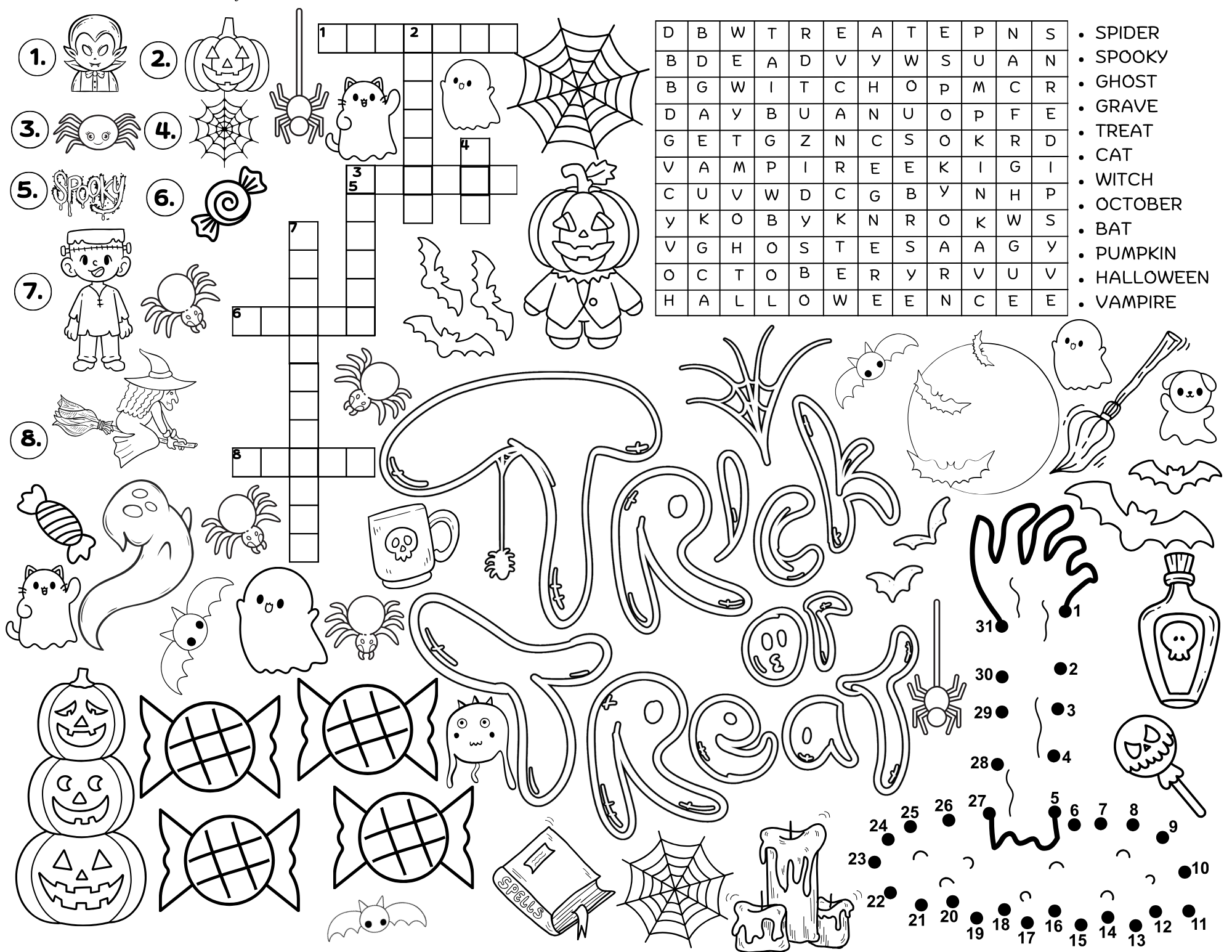 Halloween Activity Placemats - Fun Coloring Sheets