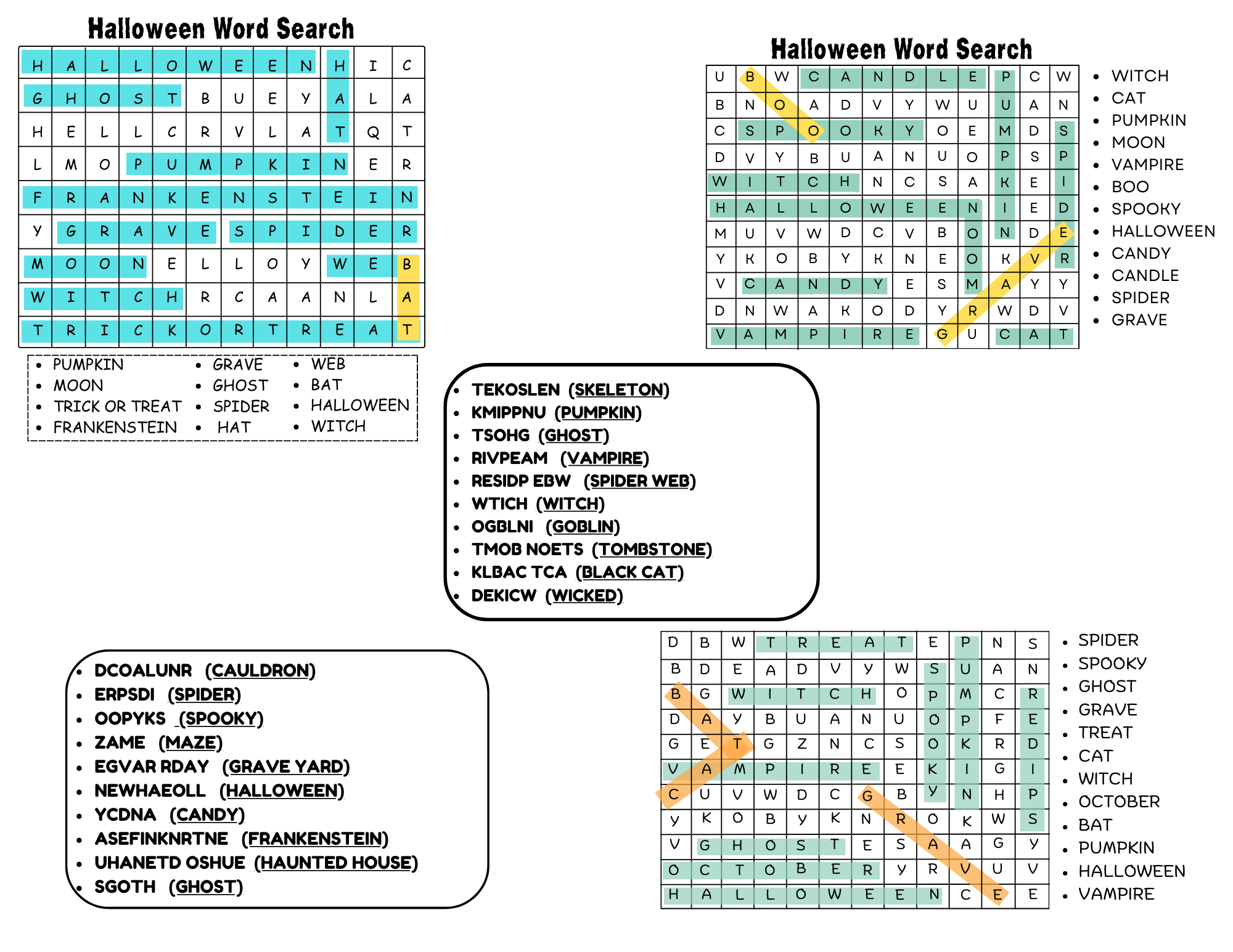 Halloween Activity Placemats - Fun Coloring Sheets