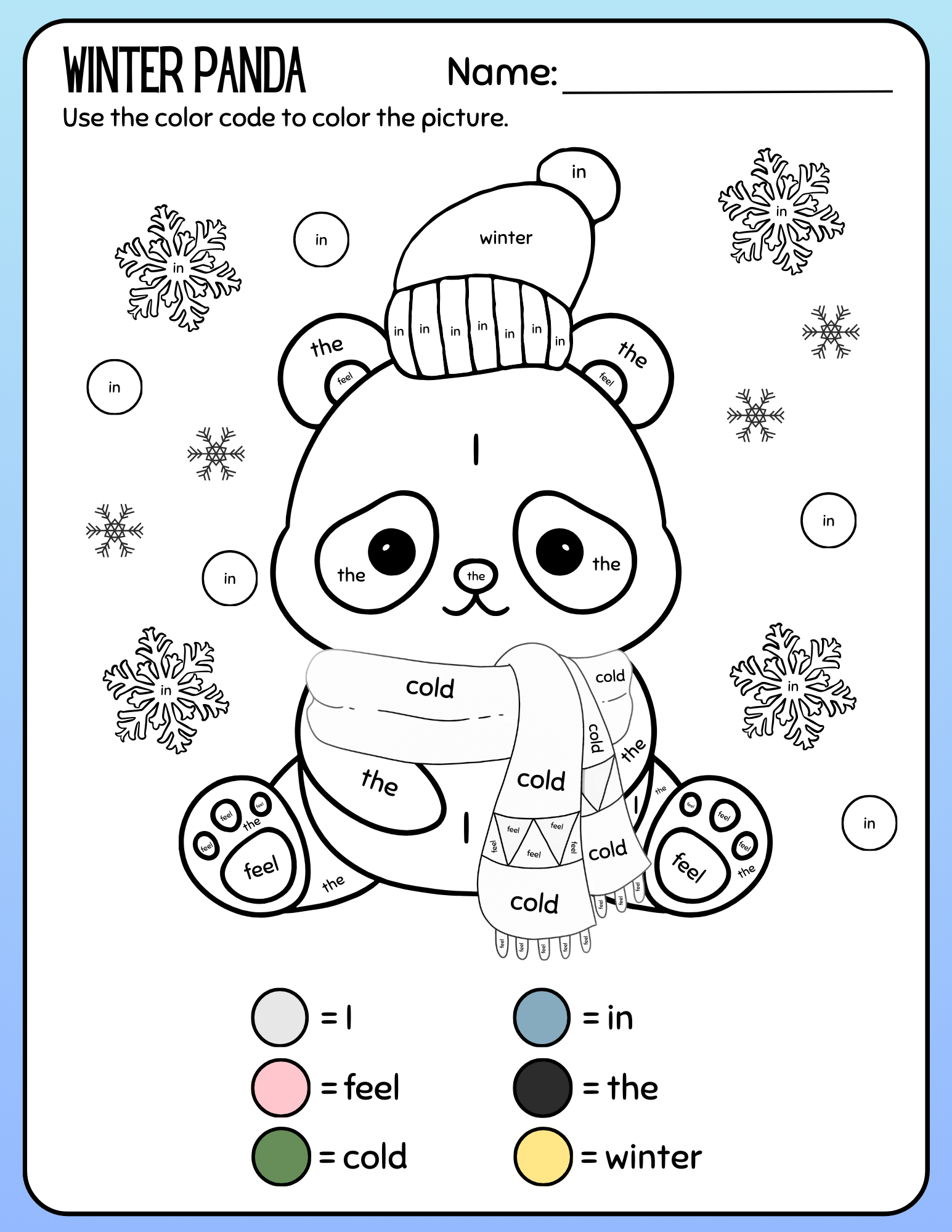 Winter Sight Words Coloring Pages - Fun Coloring Sheets