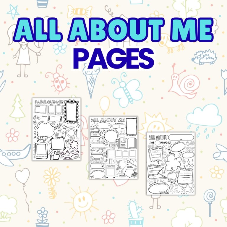 All About Me Pages - Fun Coloring Sheets