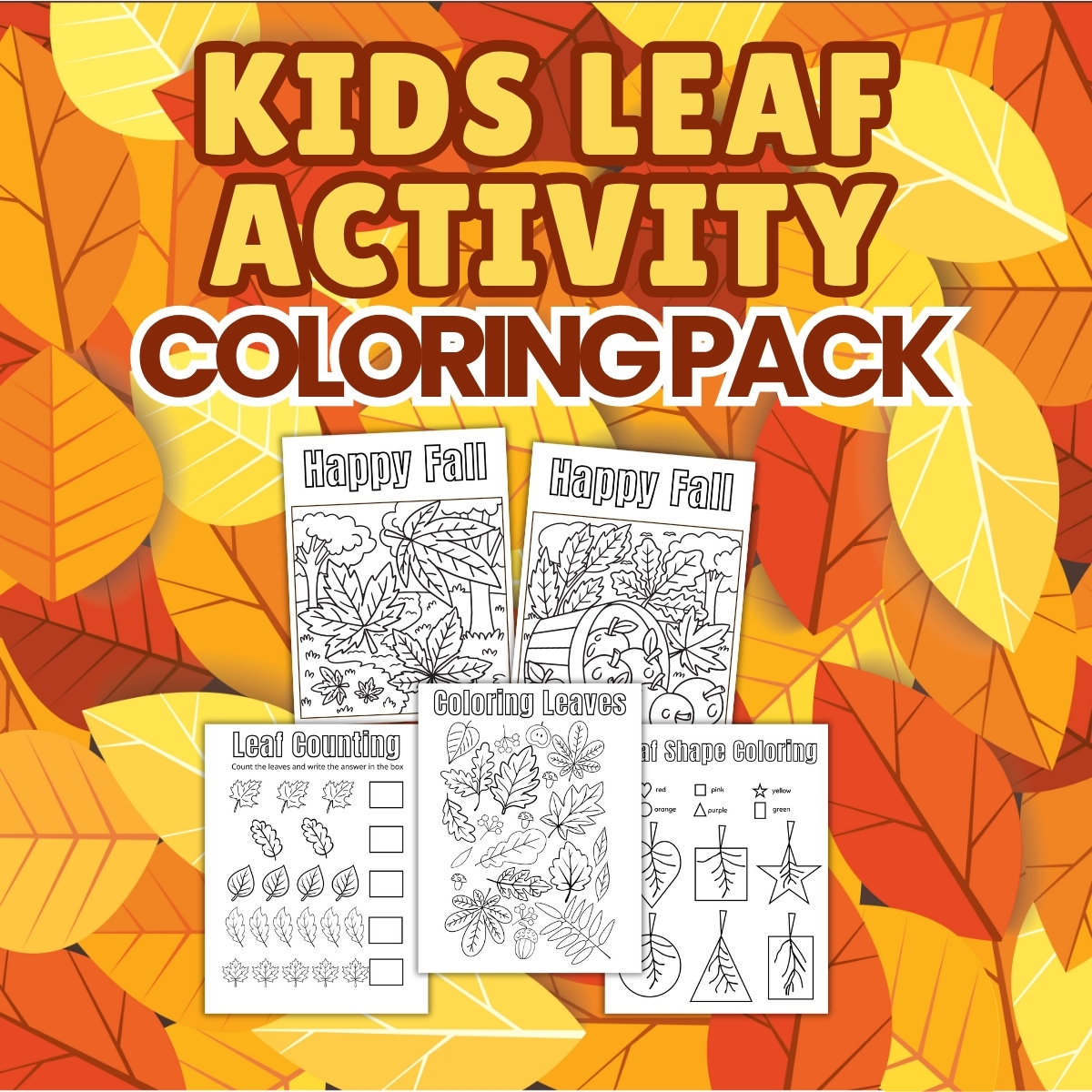 Kids Leaf Activity Coloring Pack - Fun Coloring Sheets