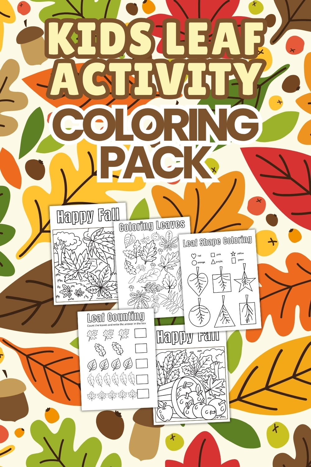 Kids Leaf Activity Coloring Pack - Fun Coloring Sheets