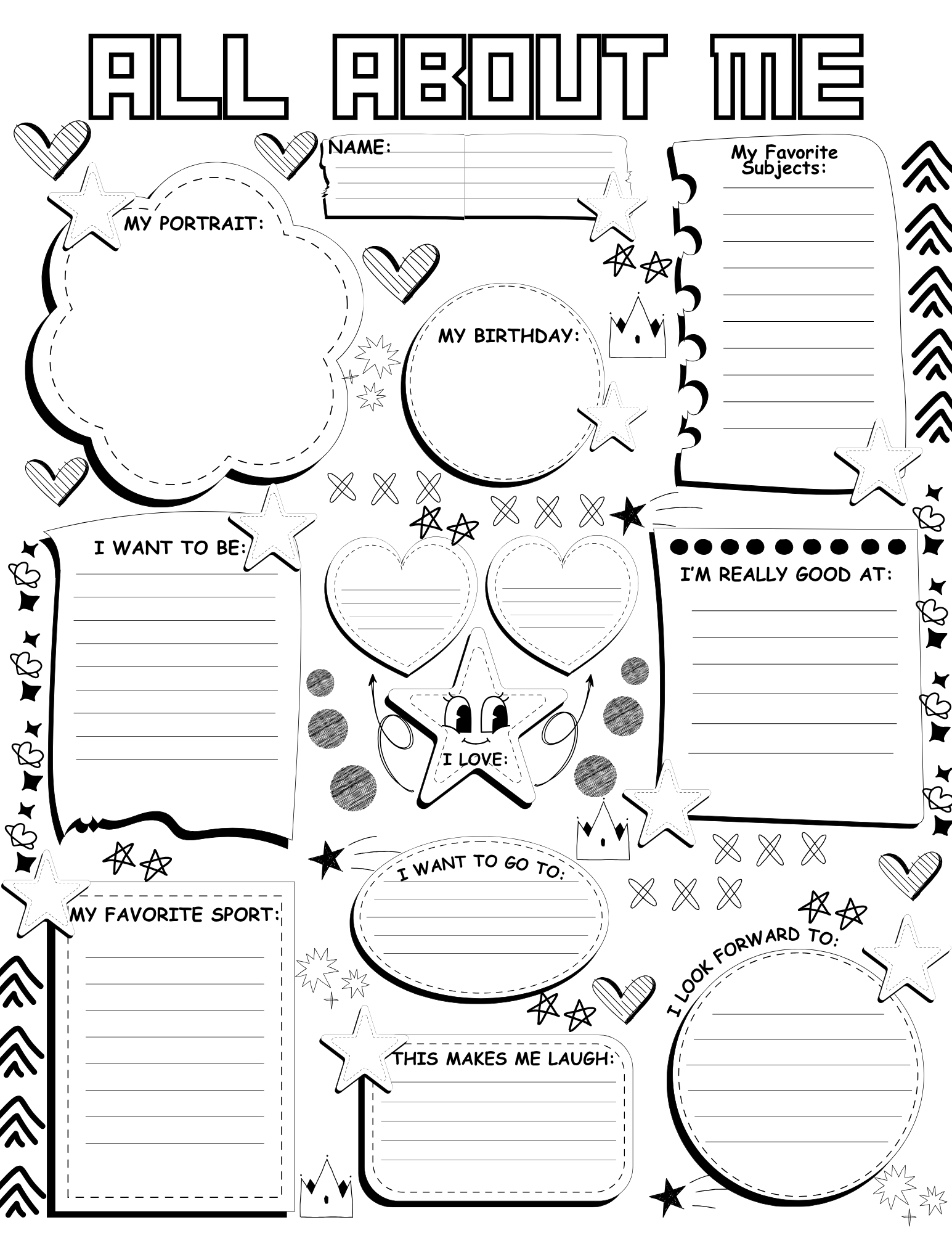 All About Me Pages - Fun Coloring Sheets