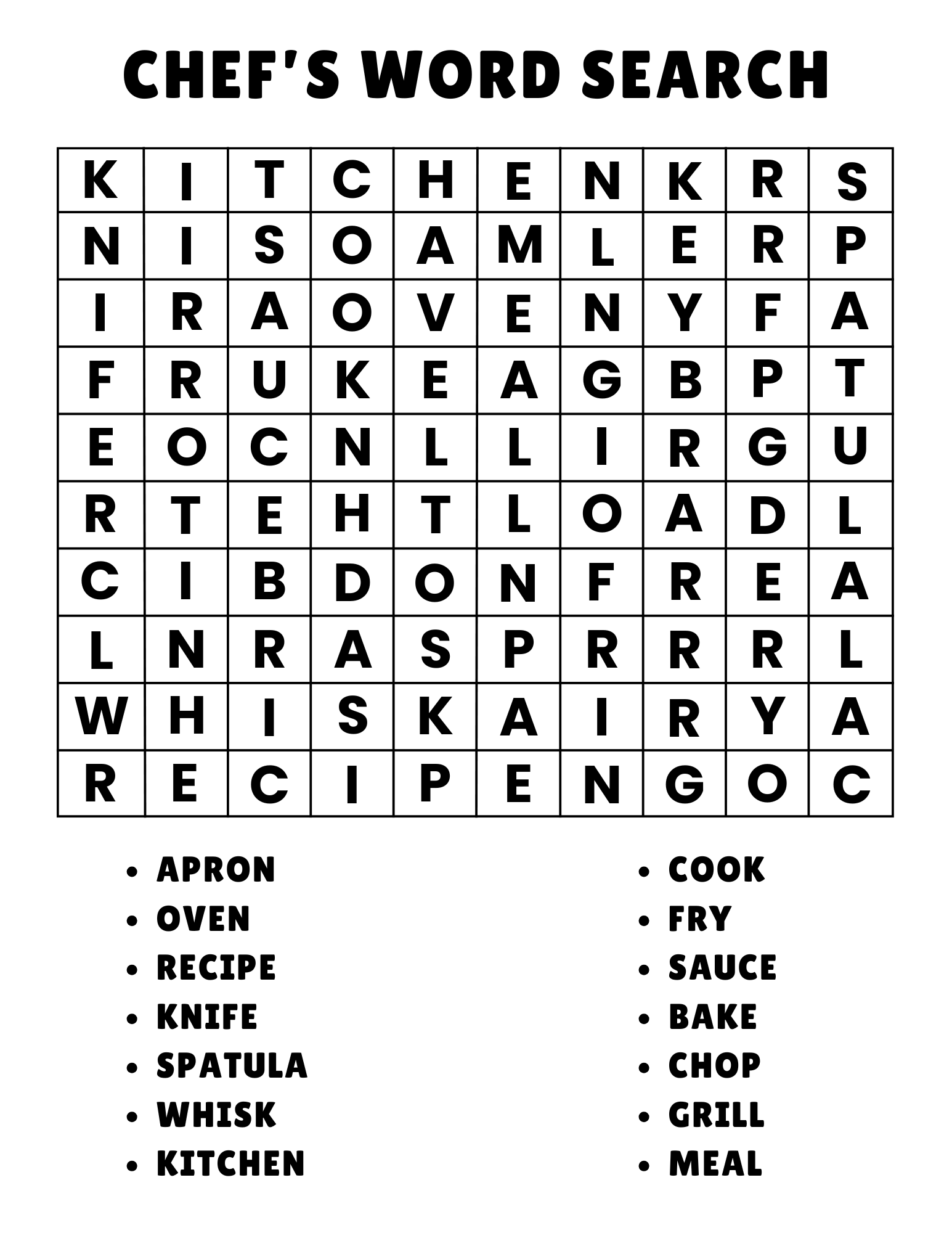 Chef Coloring and Activity Sheets - Fun Coloring Sheets