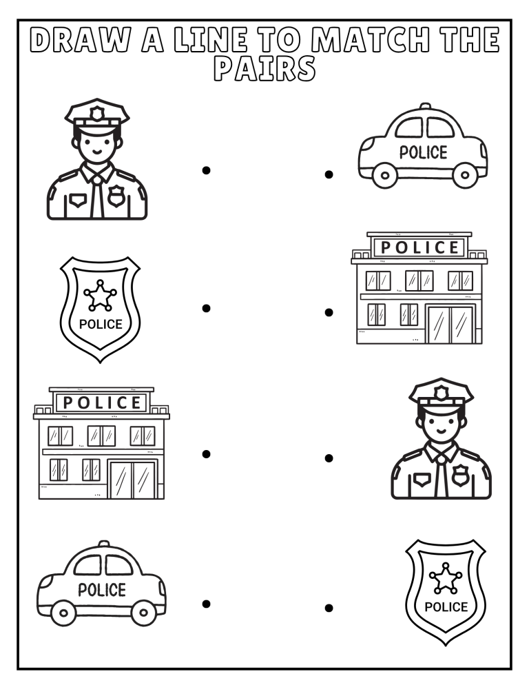 Police Activity and Coloring Sheets - Fun Coloring Sheets