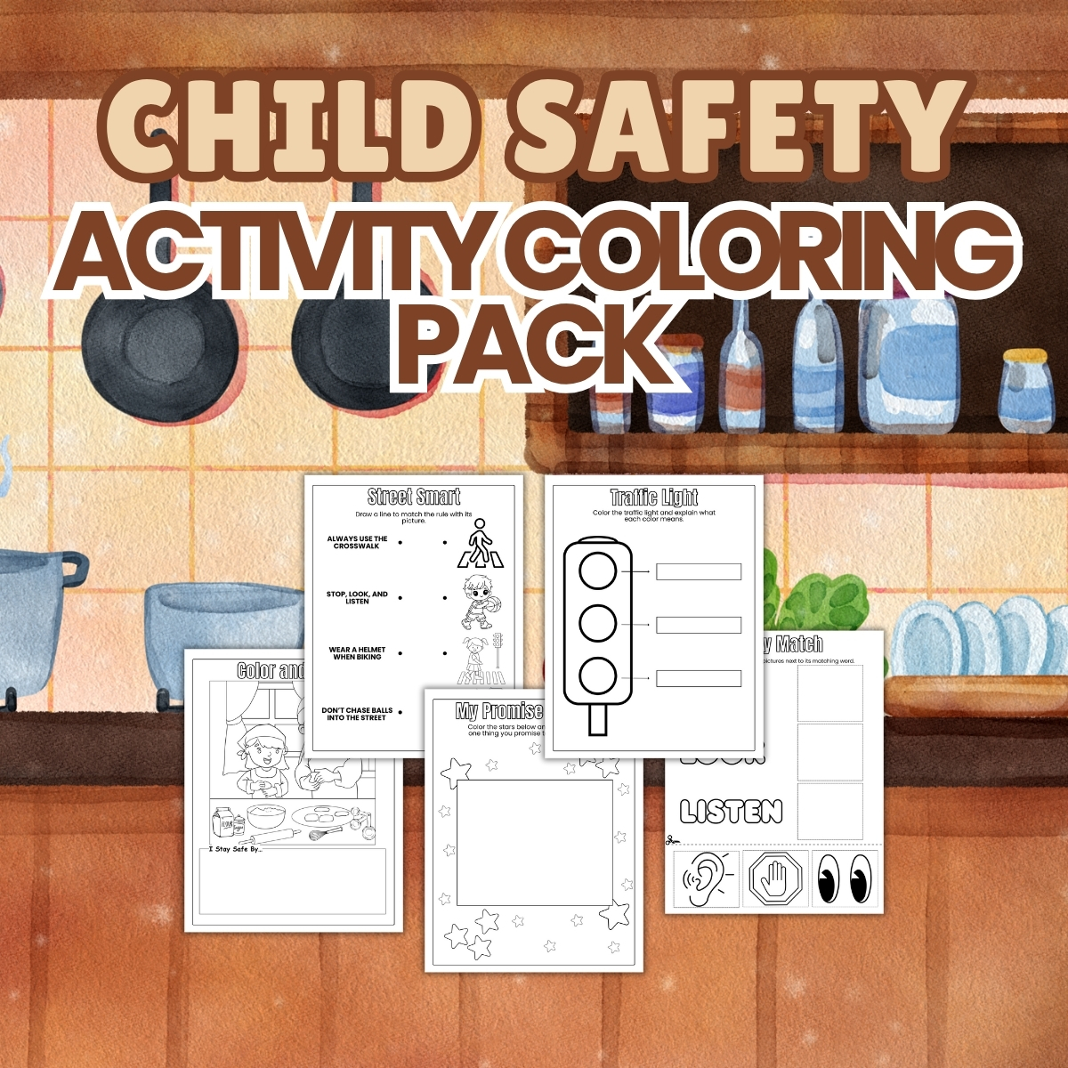 Child Safety Activity Coloring Pack - Fun Coloring Sheets
