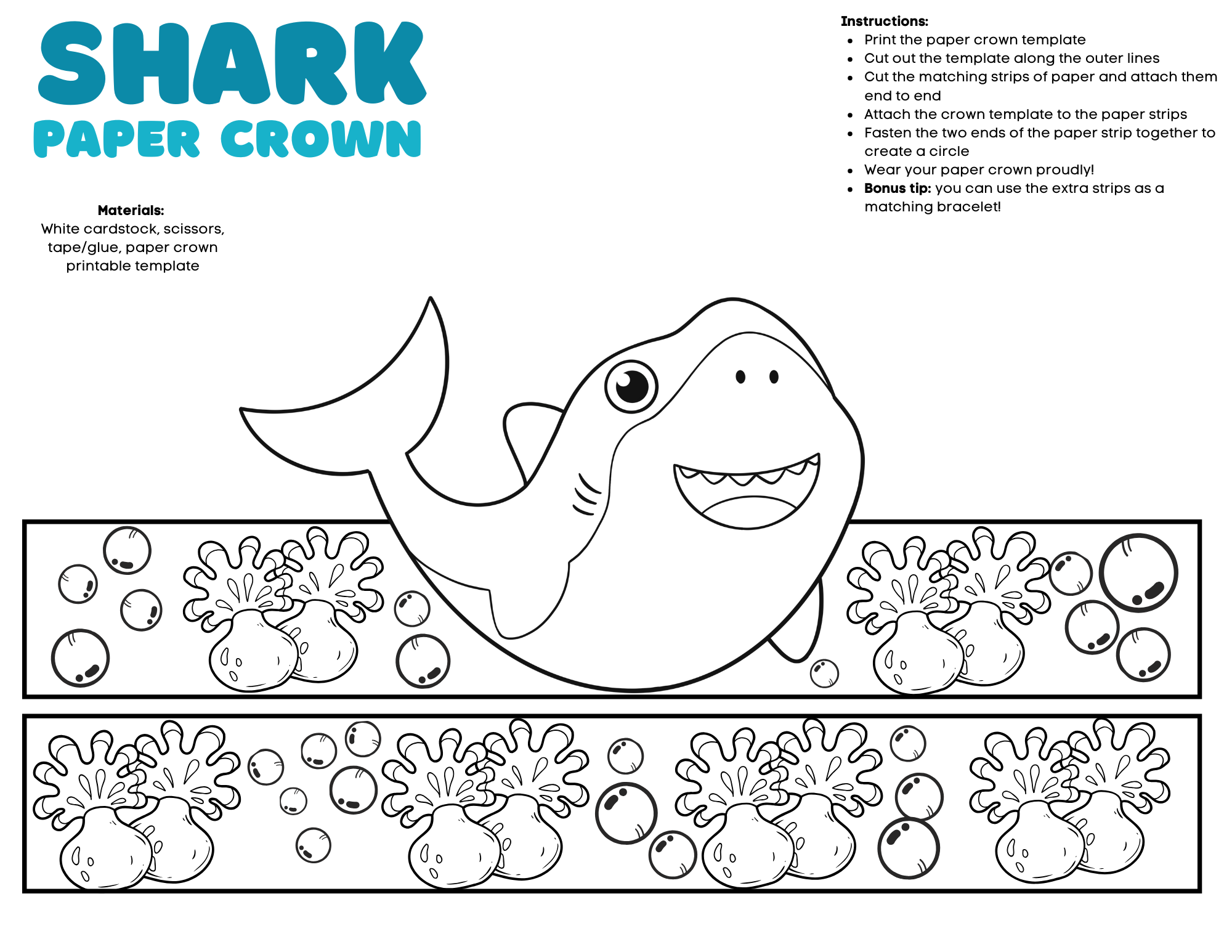 Under the Sea Coloring Crowns - Fun Coloring Sheets