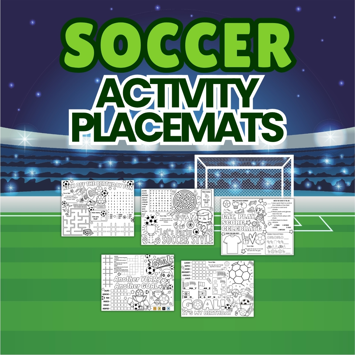 Soccer Activity Placemats - Fun Coloring Sheets
